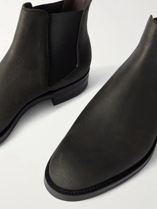 EDWARD GREEN Govan Waxed-suede Chelsea Boots - Gray