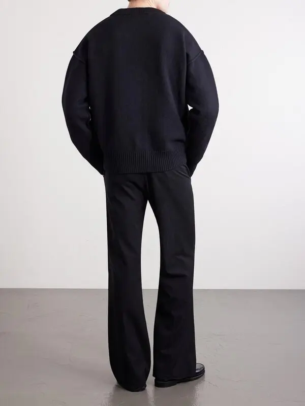 AMI Paris Logo-intarsia Virgin Wool Cardigan