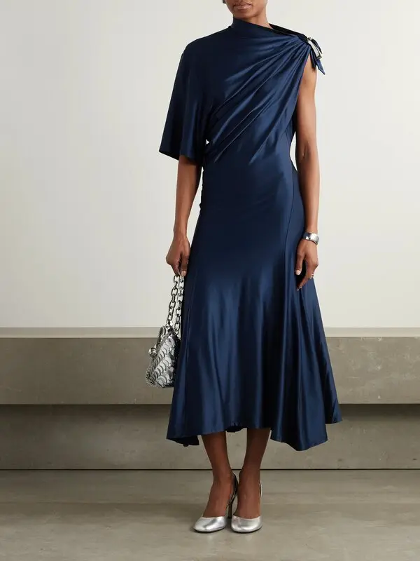 Rabanne Embellished Satin Midi Dress - Blue