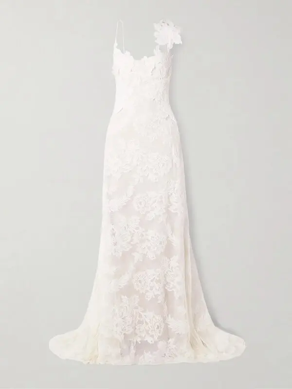 DANIELLE FRANKEL Edie Appliquéd Gown - Neutrals