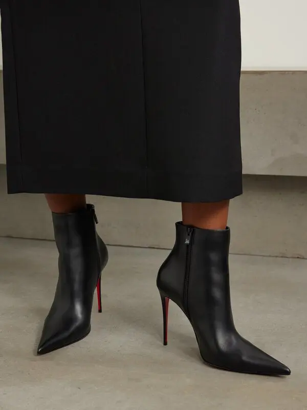CHRISTIAN LOUBOUTIN Kate Max 100 Leather Ankle Boots - Black