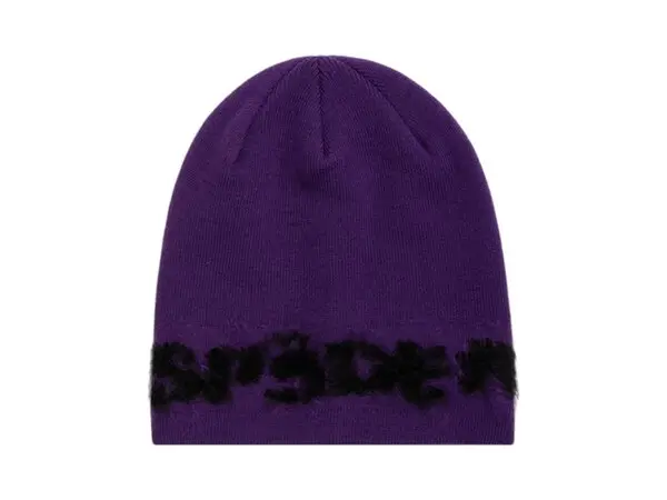 SP5DER Fuzzy Logo Mohair Beanie - Purple