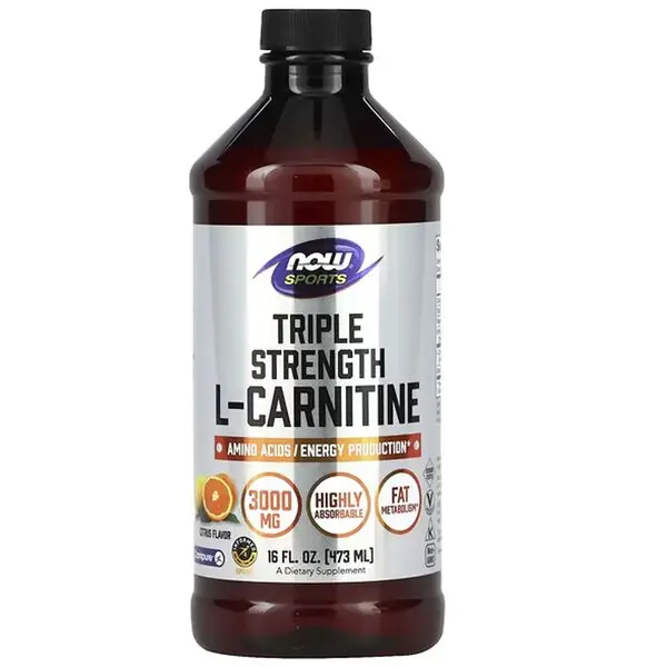 NOW SPORTS Triple Strength L-carnitine Liquid 3000mg Citrus Flavor 16 Oz - One-color