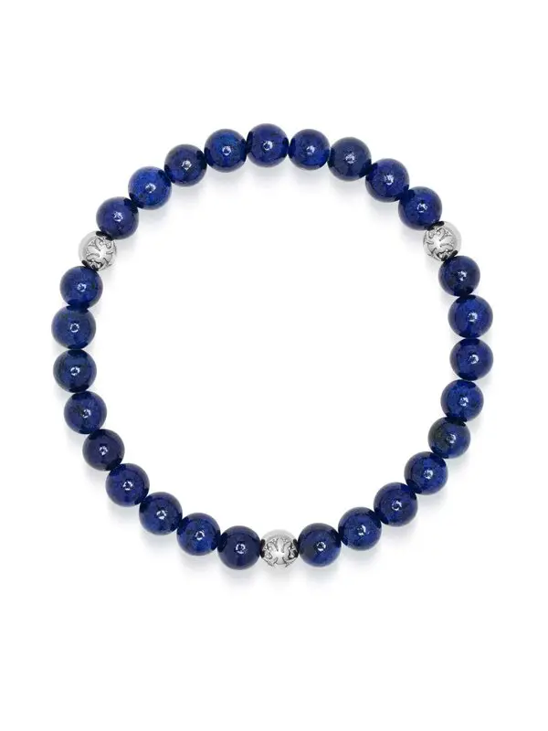 NIALAYA JEWELRY 6mm Lapis Lazuli Beaded Bracelet - Blue