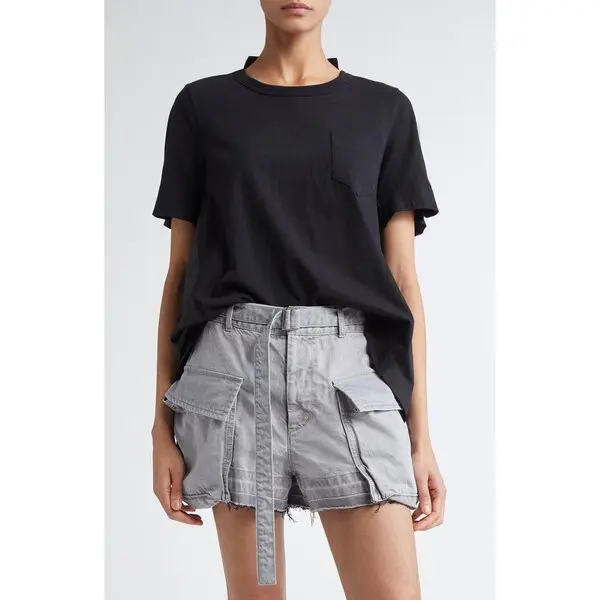 Sacai Mixed Media Poplin And Jersey Top - Black/black 002