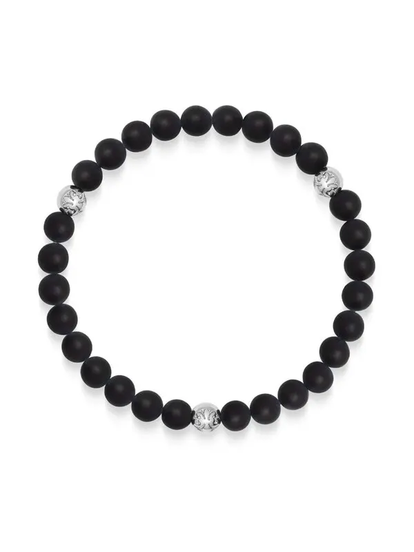 NIALAYA JEWELRY 6mm Onyx Beaded Bracelet - Black