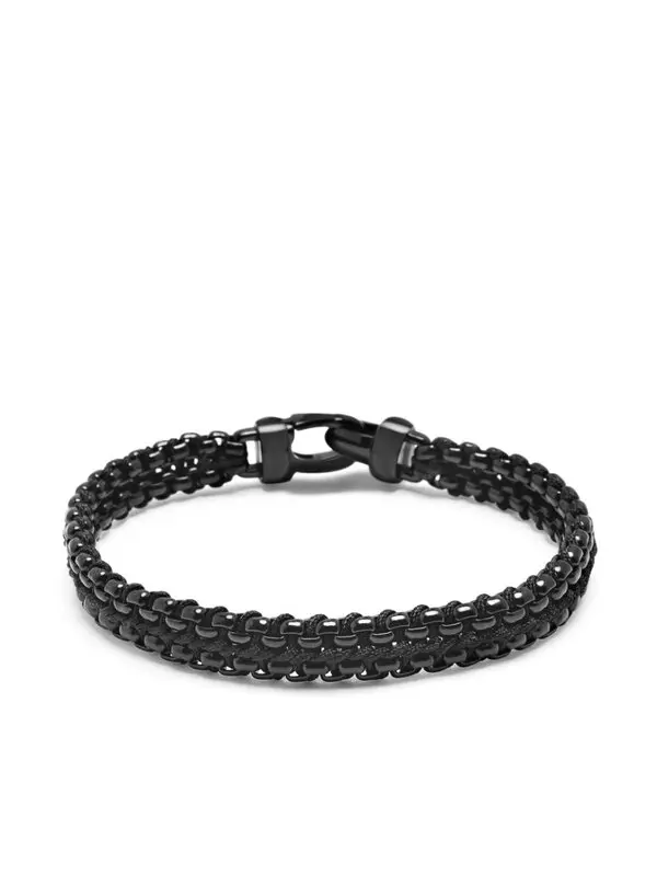 NIALAYA JEWELRY Woven 8mm Box Chain Bracelet - Black