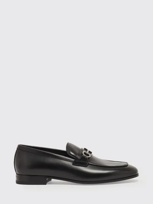 FERRAGAMO Gancini Leather Loafers - Black