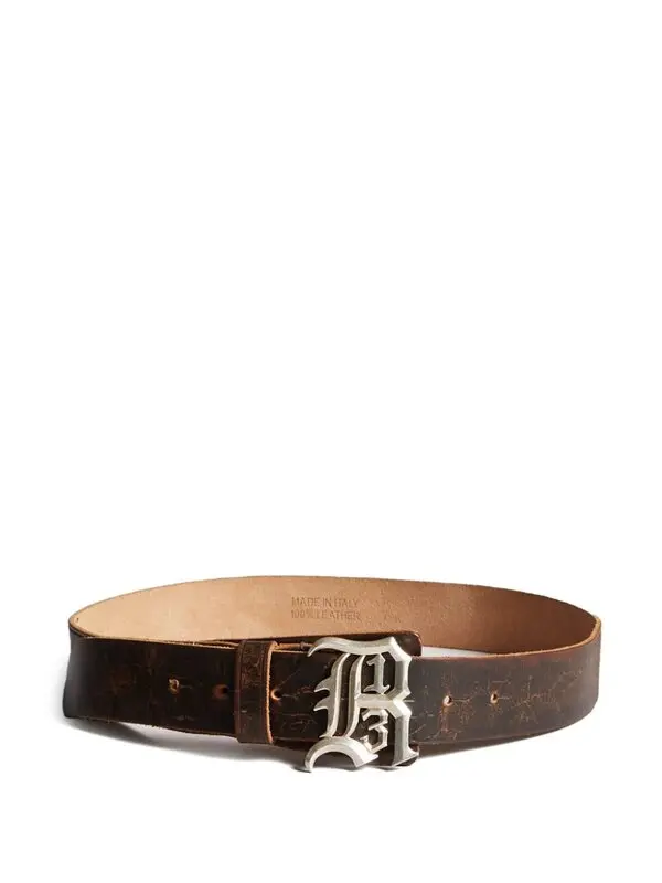 R13 Leather Belt With Logo Buckle - Brown
