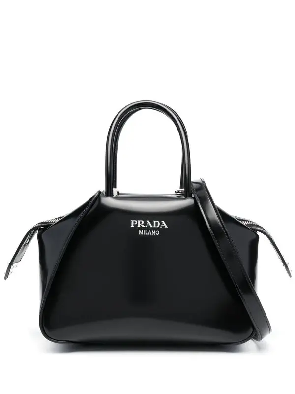 Prada Brushed Leather Tote Bag - Black