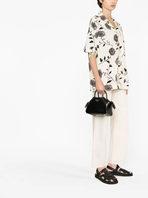 Prada Brushed Leather Tote Bag - Black