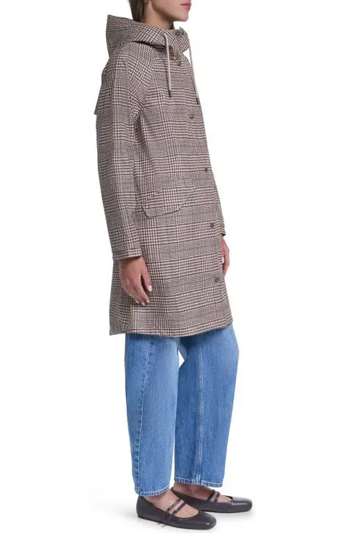 LEVI'S Water Resistant Long Rain Jacket - Houndstooth Print