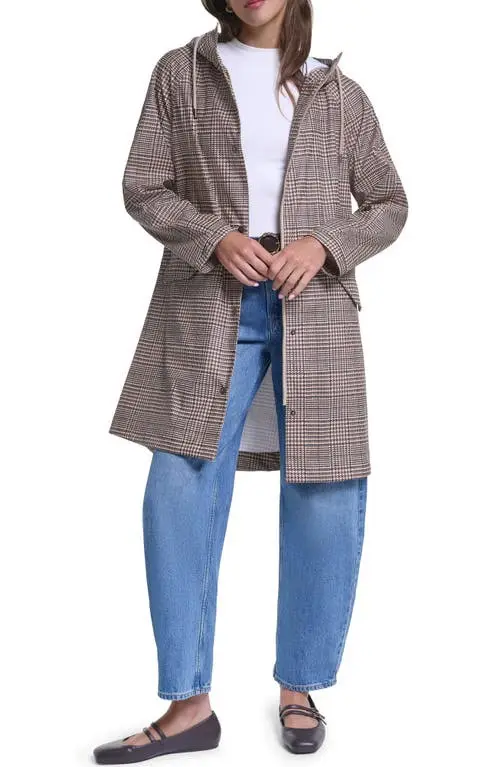 LEVI'S Water Resistant Long Rain Jacket - Houndstooth Print