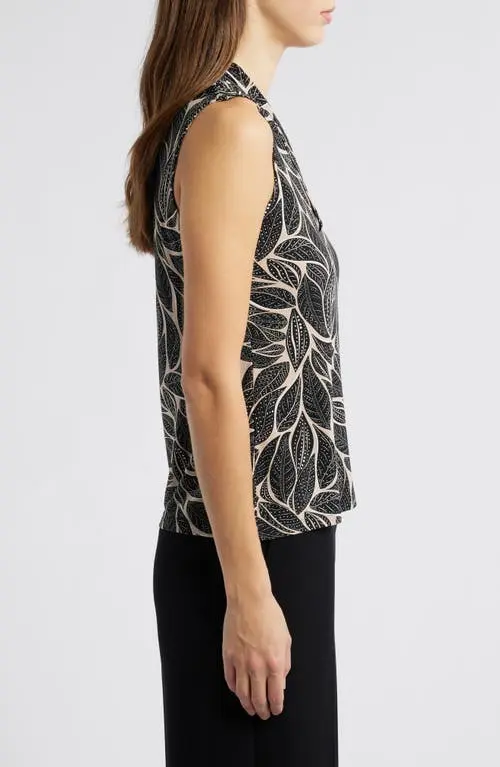 Anne Klein Leaf Print Sleeveless Top