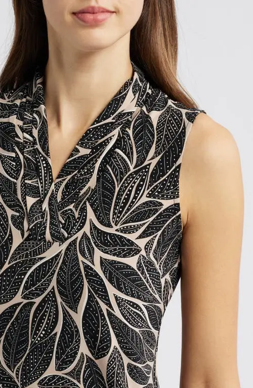 Anne Klein Leaf Print Sleeveless Top