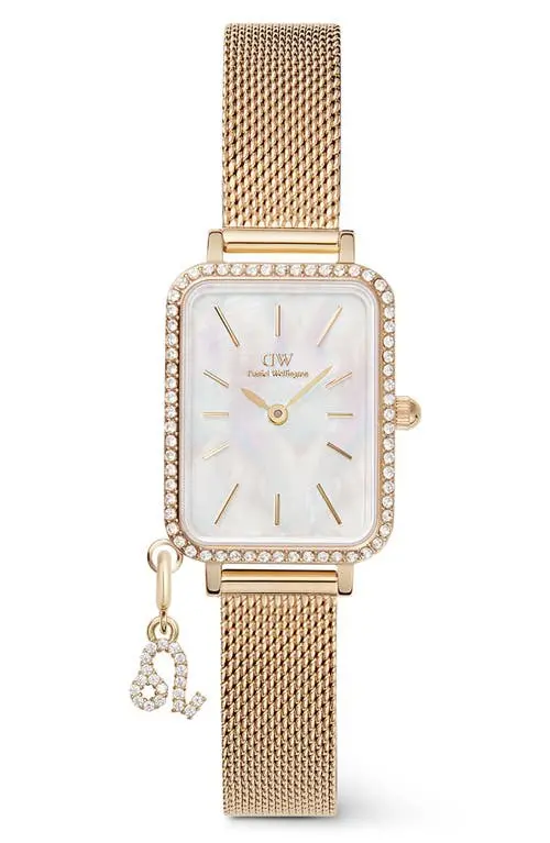 DANIEL WELLINGTON Quadro Mini Crystal Zodiac Bracelet Watch - Gold