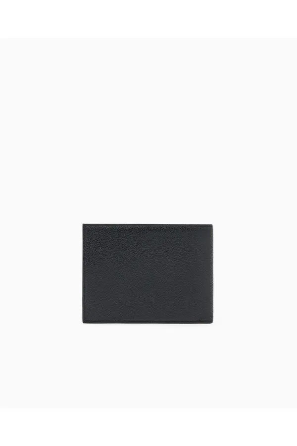 Emporio Armani Tumbled-leather Bi-fold Wallet With Outer Pocket