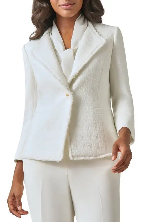 KASPER Textured Single-button Blazer - Vanilla Ice