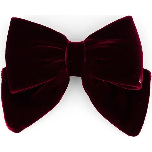 Alexandre De Paris Velvet Bow Barrette - Burgundy