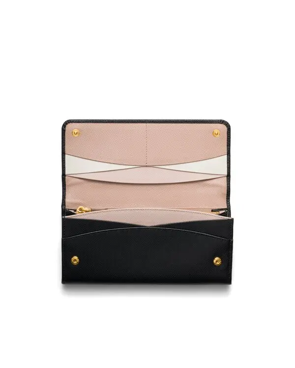 Prada Large Saffiano Leather Wallet - Black