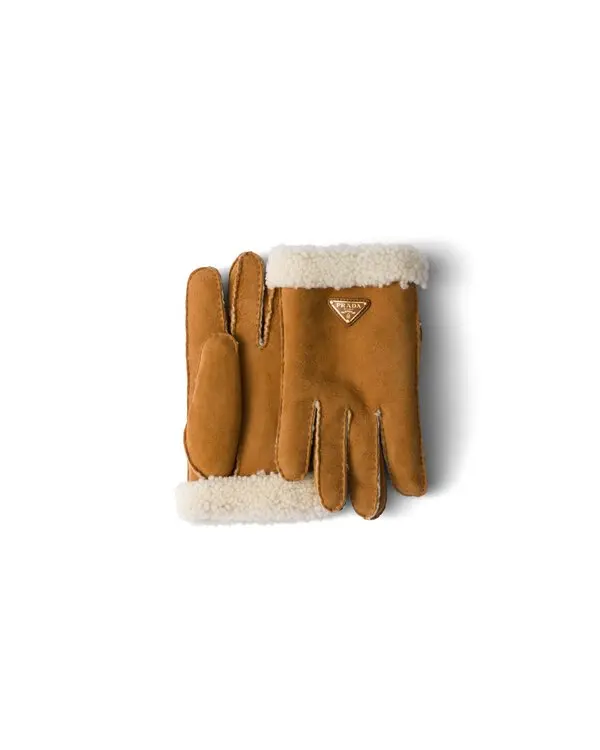 Prada Suede Sheepskin Gloves - Neutral