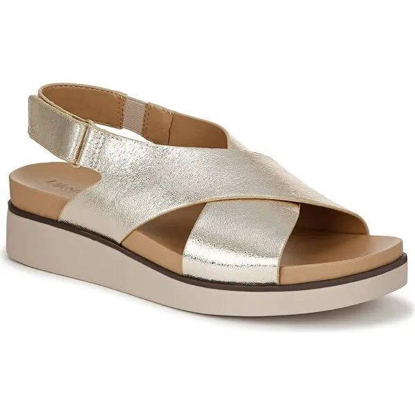 LIFESTRIDE Georgina Slingback Platform Wedge Sandals - Gold