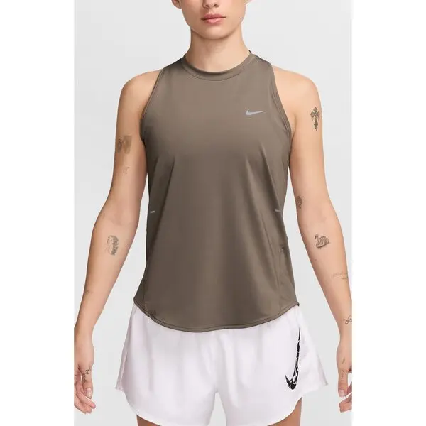 Nike Swift Dri-fit Running Tank Top - 233 Mink Brown/reflective Silv