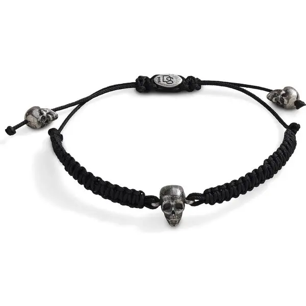 DEGS & SAL Skull Bead Woven Bracelet - Black