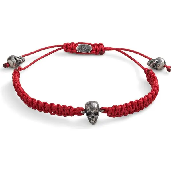 DEGS & SAL Skull Bead Woven Bracelet - Red