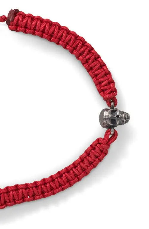 DEGS & SAL Skull Bead Woven Bracelet - Red