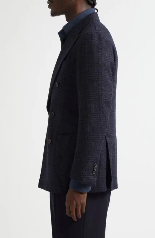 Thom Sweeney Unstructured Double Breasted Plaid Wool Sport Coat