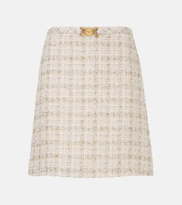 Versace Embellished Tweed Miniskirt - Beige