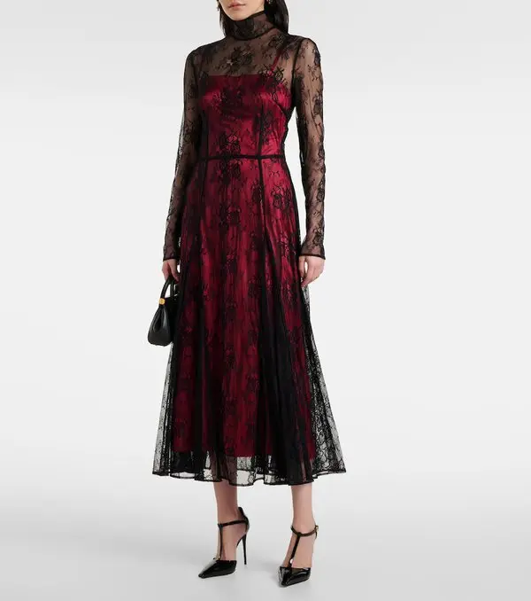 Dolce & Gabbana Floral Lace Midi Dress