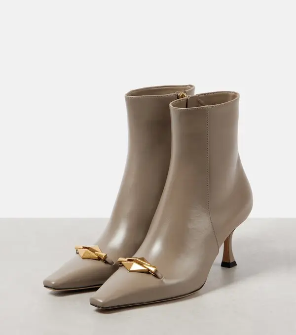 JIMMY CHOO Ryker 70 Leather Ankle Boots - Beige