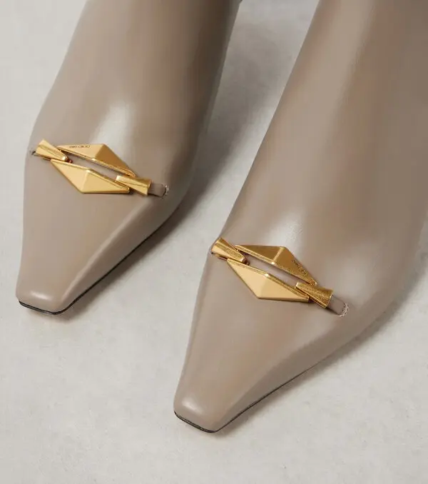 JIMMY CHOO Ryker 70 Leather Ankle Boots - Beige