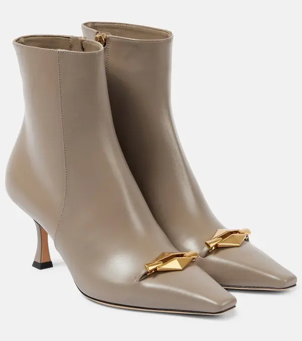 JIMMY CHOO Ryker 70 Leather Ankle Boots - Beige