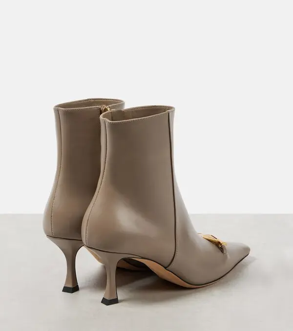 JIMMY CHOO Ryker 70 Leather Ankle Boots - Beige