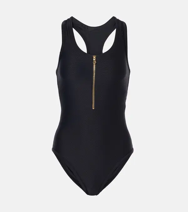 Heidi Klein Zip-detail Racerback Swimsuit - Black