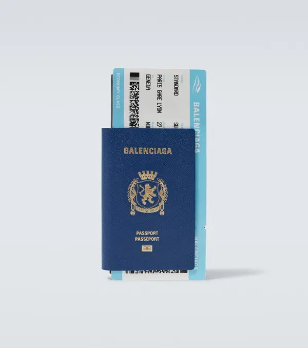 Balenciaga Passport Leather Wallet - Blue