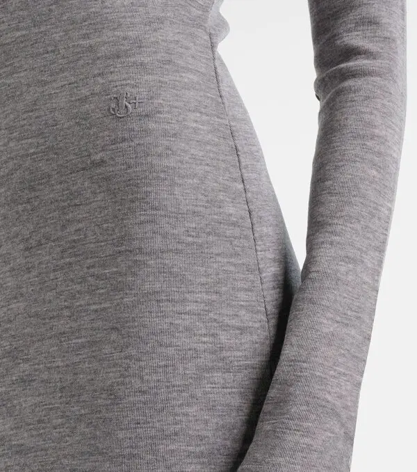 JIL SANDER Virgin Wool Midi Dress - Grey
