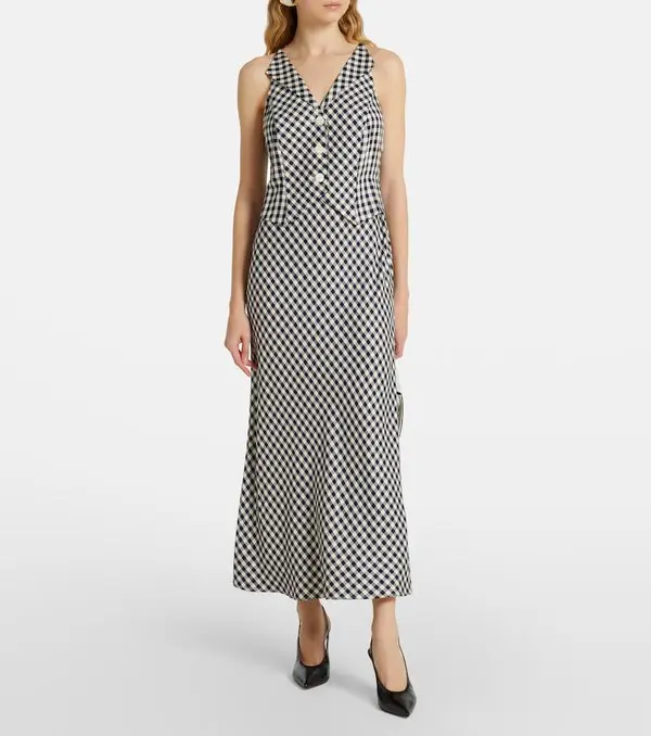 Rixo Kimmy Checked Maxi Dress - Blue