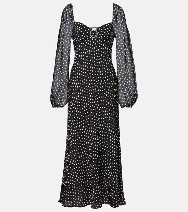 Rixo Ivy Polka-dot Maxi Dress - Black