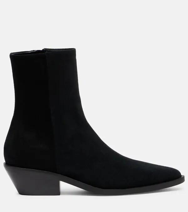 A.emery Hudson Suede Zip Up Ankle Boots - Black