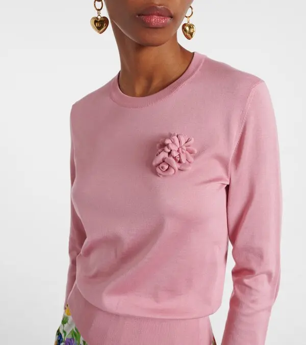 Dolce & Gabbana Floral-appliqué Sweater - Pink