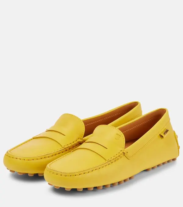 TOD'S Gommino Metallic Leather Driving Shoes - Gold