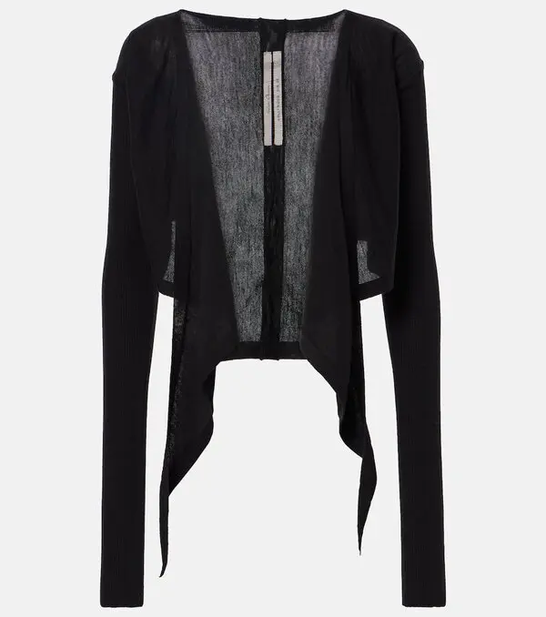 Rick Owens Cropped Virgin Wool Sweater - Black