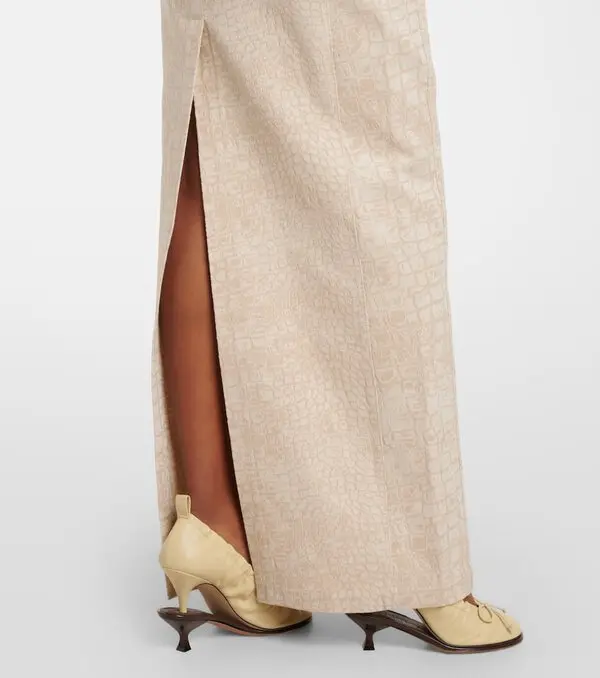 Jacquemus De-nîmes Croc-effect Cotton Maxi Dress - Beige