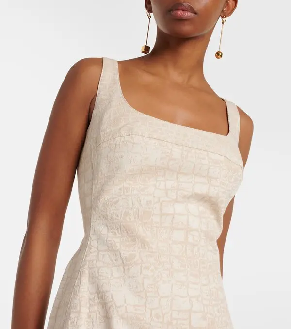 Jacquemus De-nîmes Croc-effect Cotton Maxi Dress - Beige