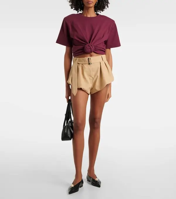 Magda Butrym High-rise Cotton-blend Shorts - Beige