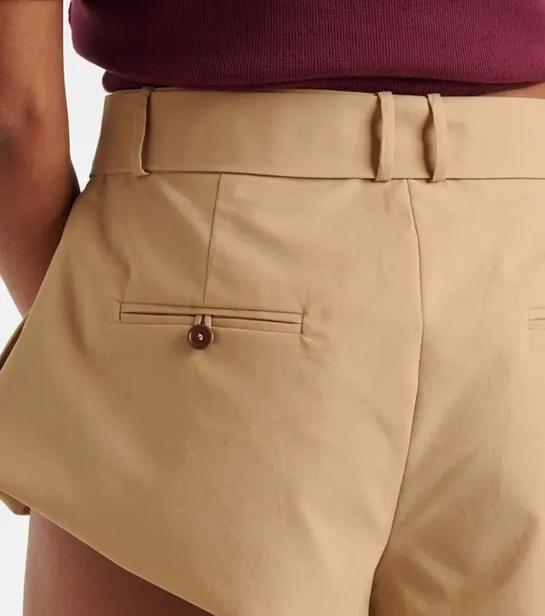 Magda Butrym High-rise Cotton-blend Shorts - Beige